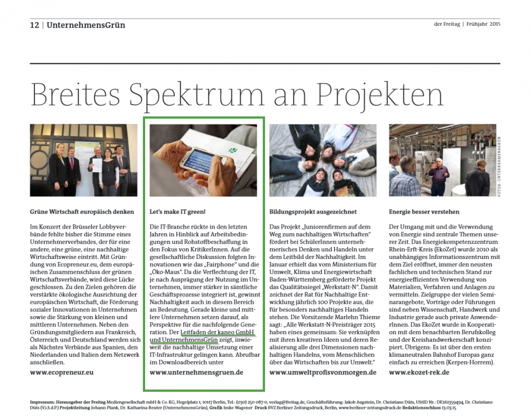 derFreitag. Wochenzeitung - kaneo GmbH - green IT solutions